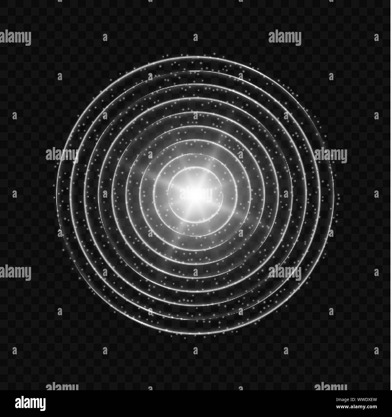 glow vector light effect, galaxy with planet orbit circles shining halo ...
