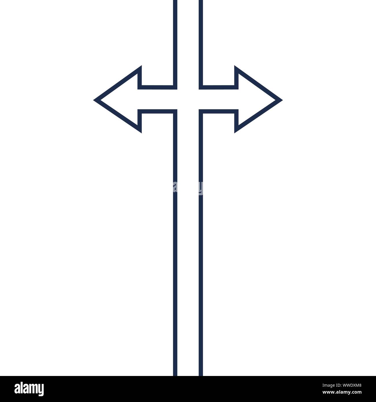 Abstract Opposite Dirrection Arrows Sign Continuous Line Drawing Icon For Your Web Site Design