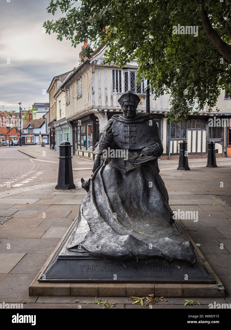 IPSWICH, SUFFOLK, UK - AUGUST 11, 2018: The statue of Cardinal Thomas ...