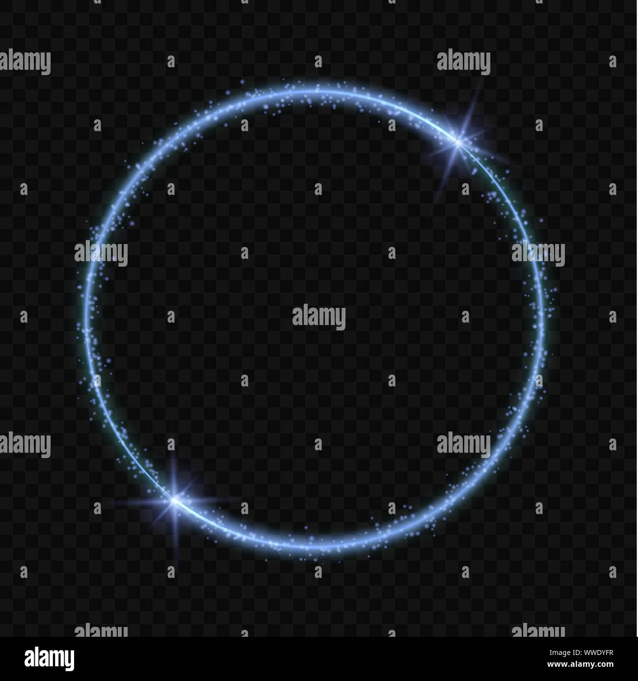 circle frame with Vector light effect. neon comet with glowing tail of ...