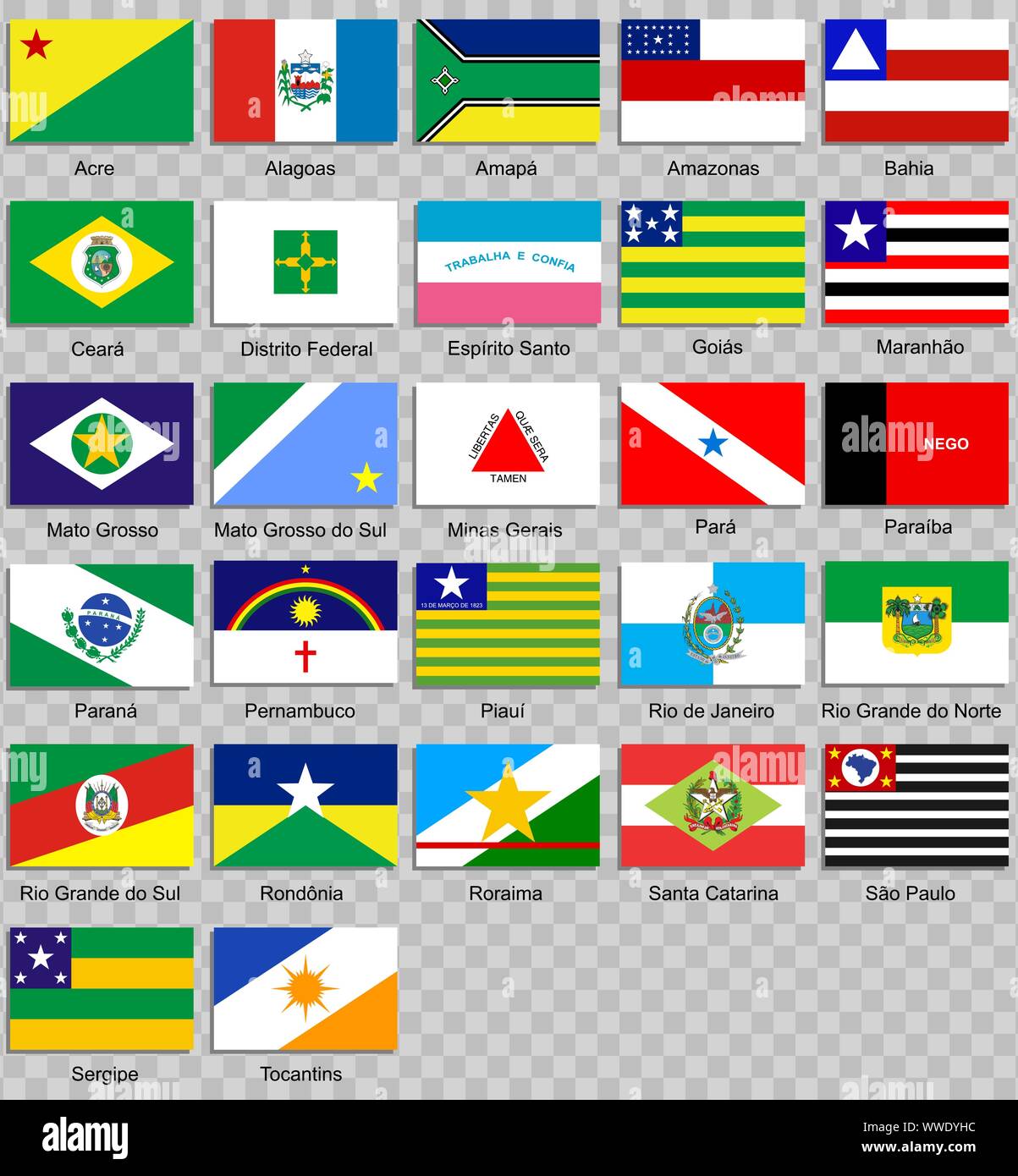 Set of icons. Flags of the states of Brazil Stock Vector Image & Art ...