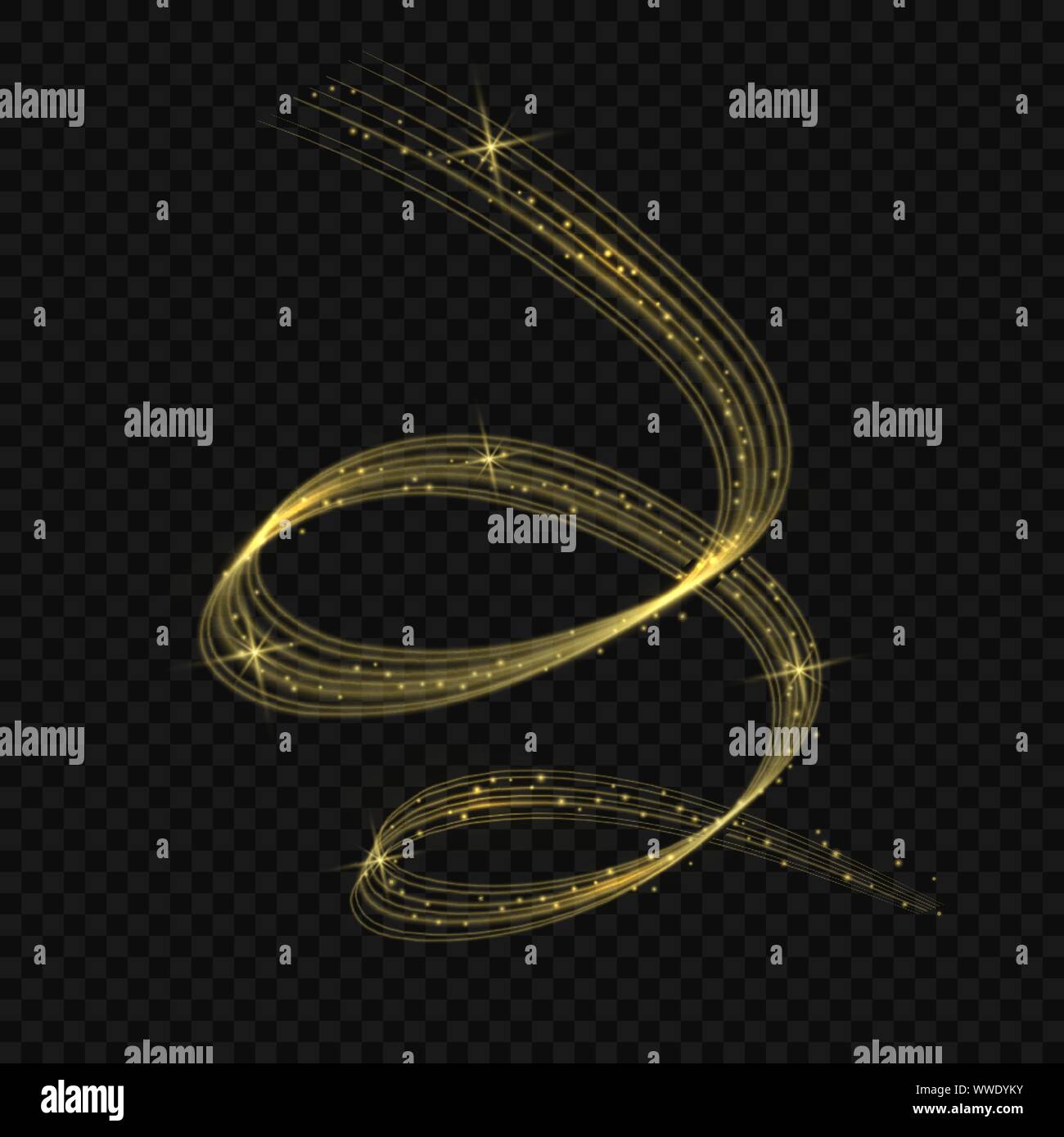 transparent light effect with curve trail and neon sparkles Stock ...