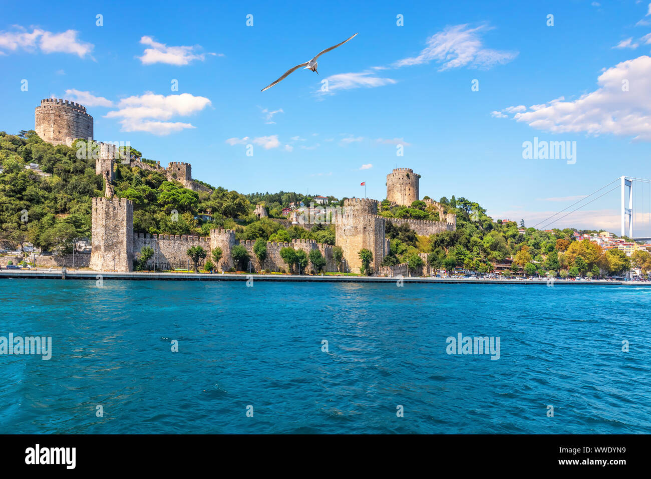 Roumeli Hissar Castle from Bosphorus Straight, Istanbul, Turkey Stock ...