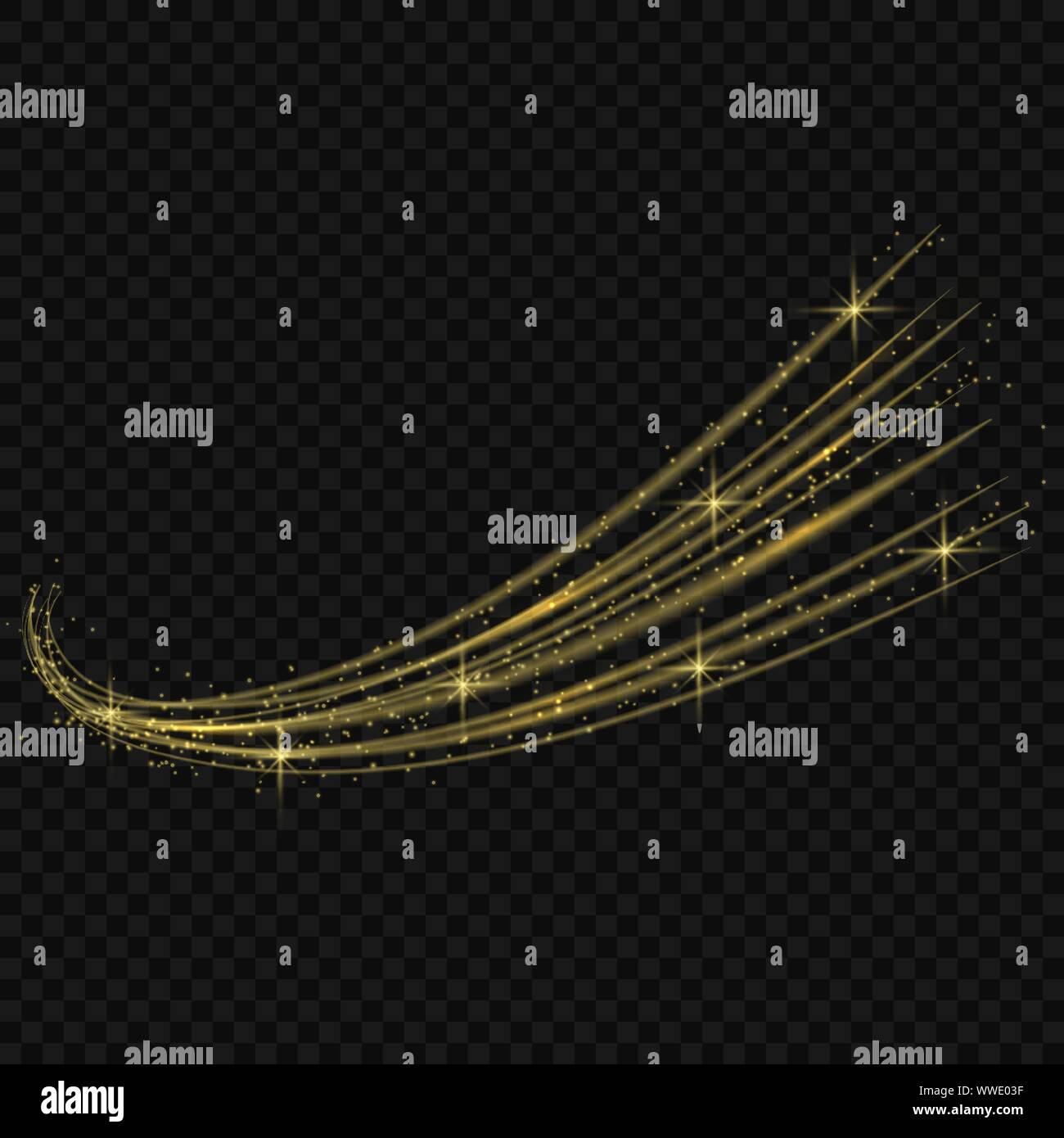 transparent light effect with curve trail and neon sparkles Stock ...