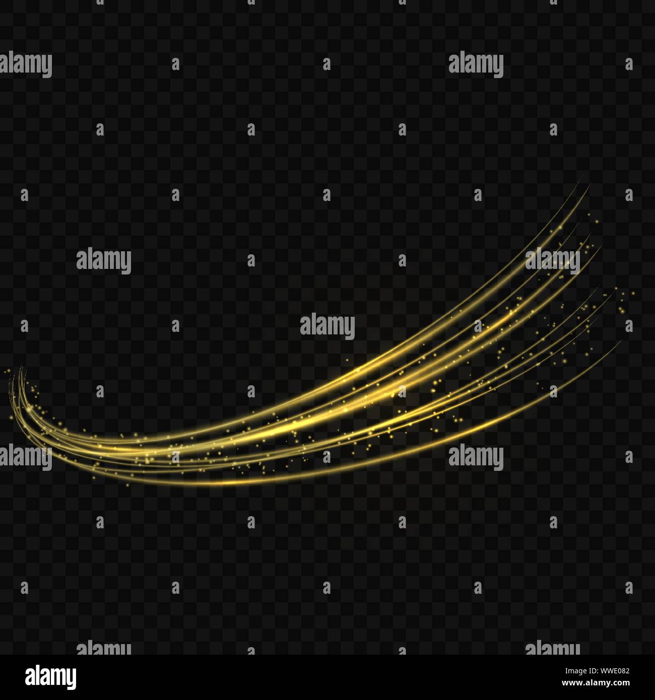 transparent light effect with curve trail and neon sparkles Stock ...