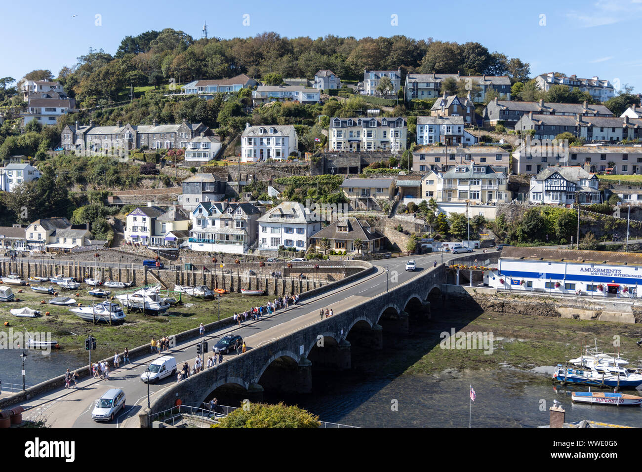 Severn Arch bridge connecting East and West Looe, Cornwall, UK Stock ...