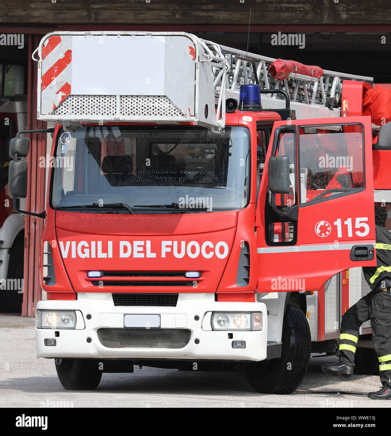 Rome, RM, Italy - May 23, 2019: fire engine during a fire drill with ...