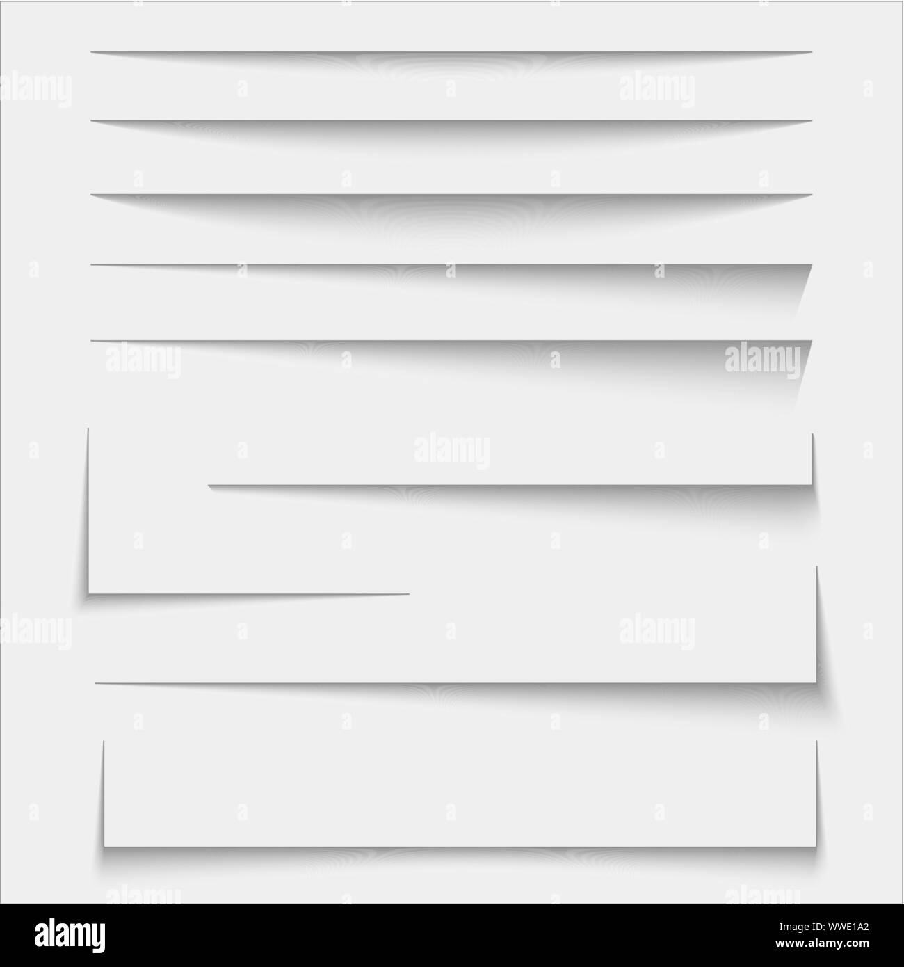 Paper sheet shadow effect. Vector transparent realistic shadows set ...