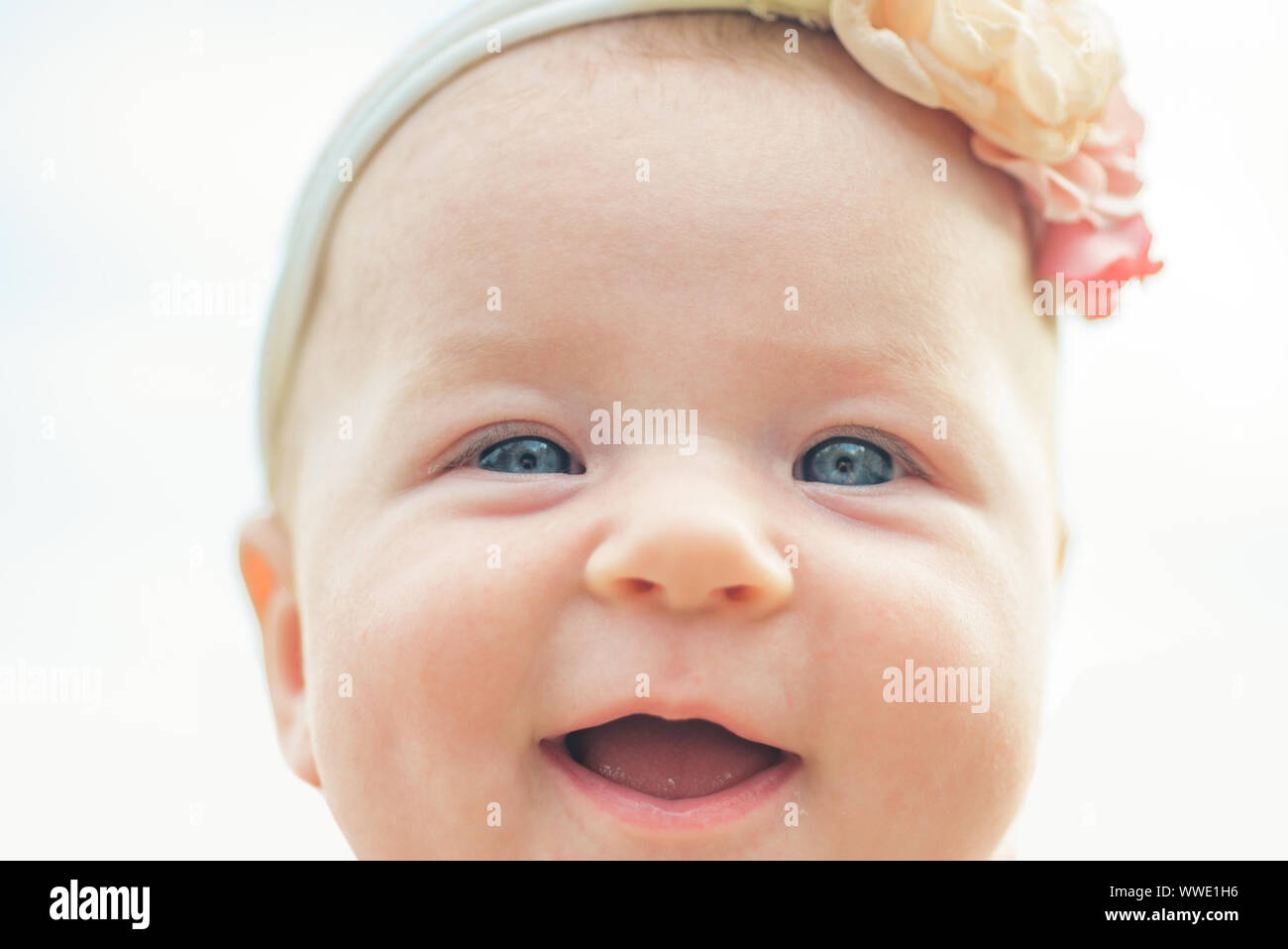 Happy little baby smiling. Health care for happy baby. Smile of little ...