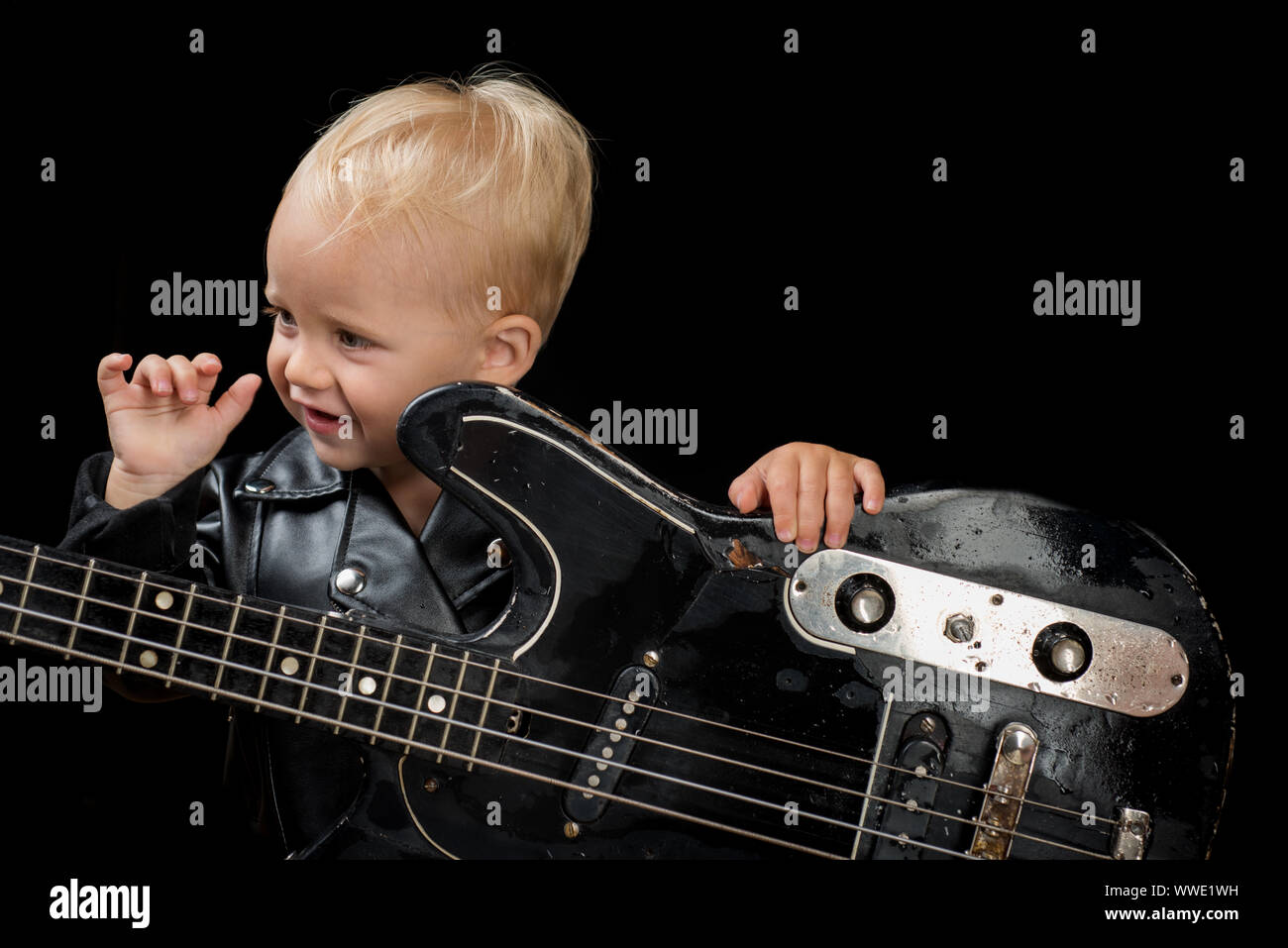 Music festival. Rock style child. Little rock star. Child boy with ...