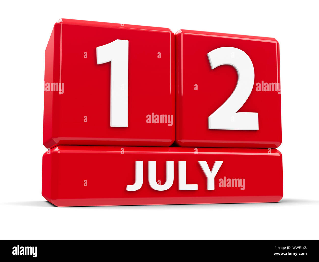 Red cubes - The Twelfth of July - on a white table, three-dimensional ...