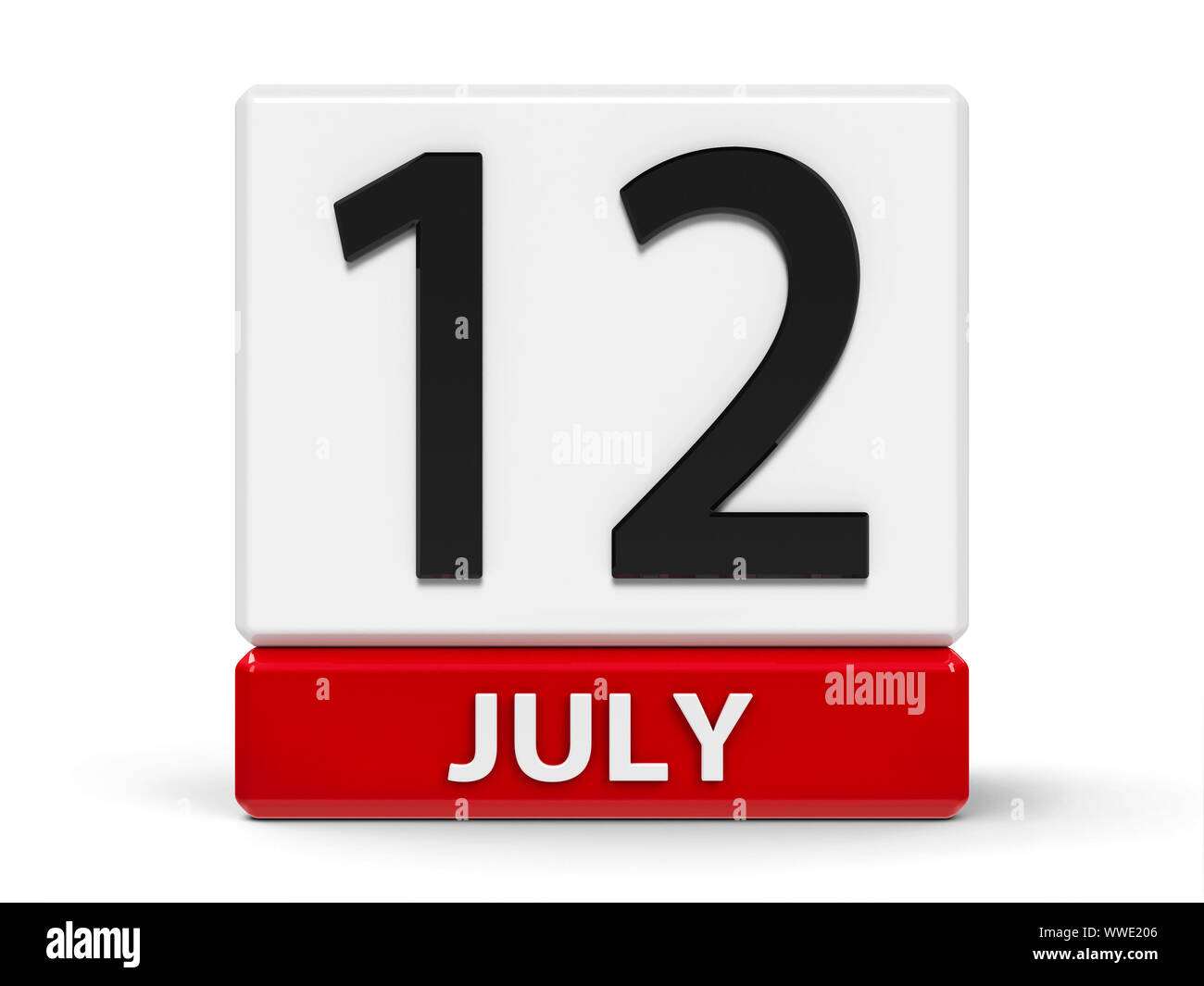 Red and white calendar icon from cubes - The Twelfth of July - on a ...