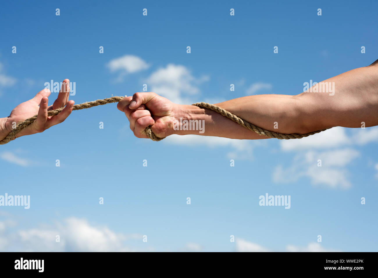 Pull untill the very end. Tug war is sport. Physical strength and ...