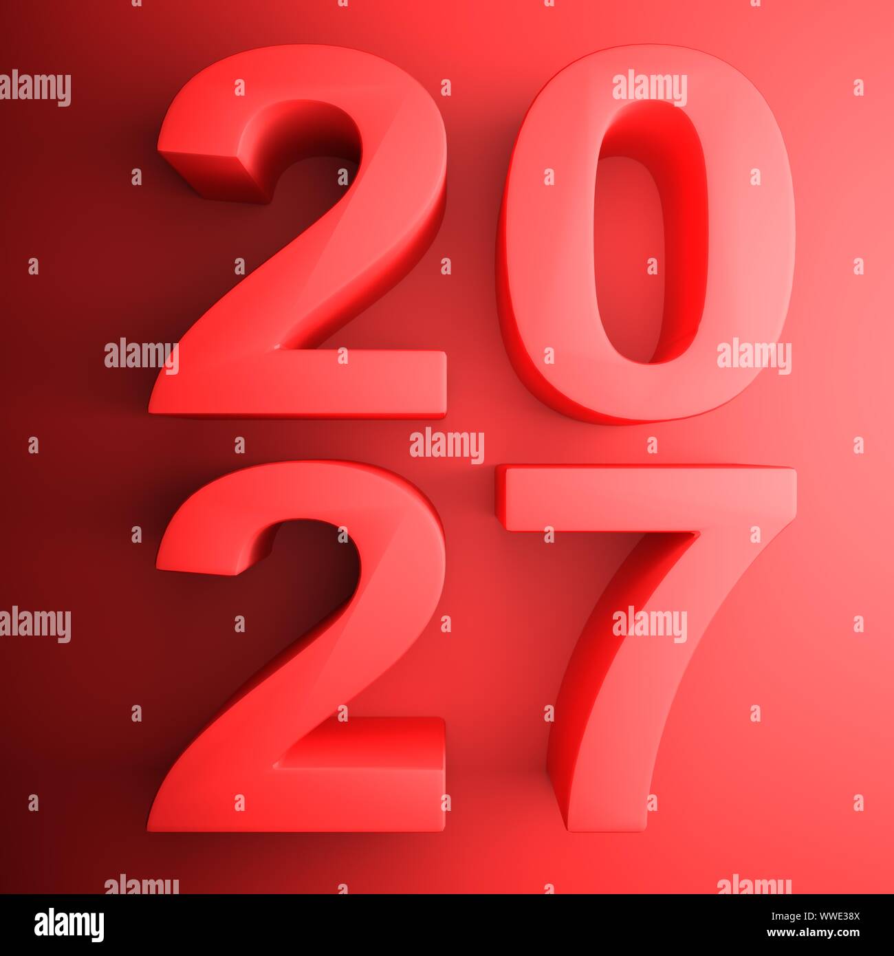 2027 red square icon - 3D rendering illustration Stock Photo - Alamy