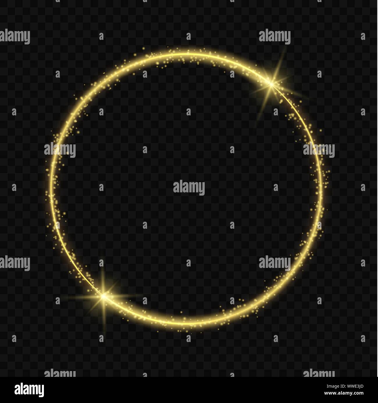 circle frame with Vector light effect. neon comet with glowing tail of ...