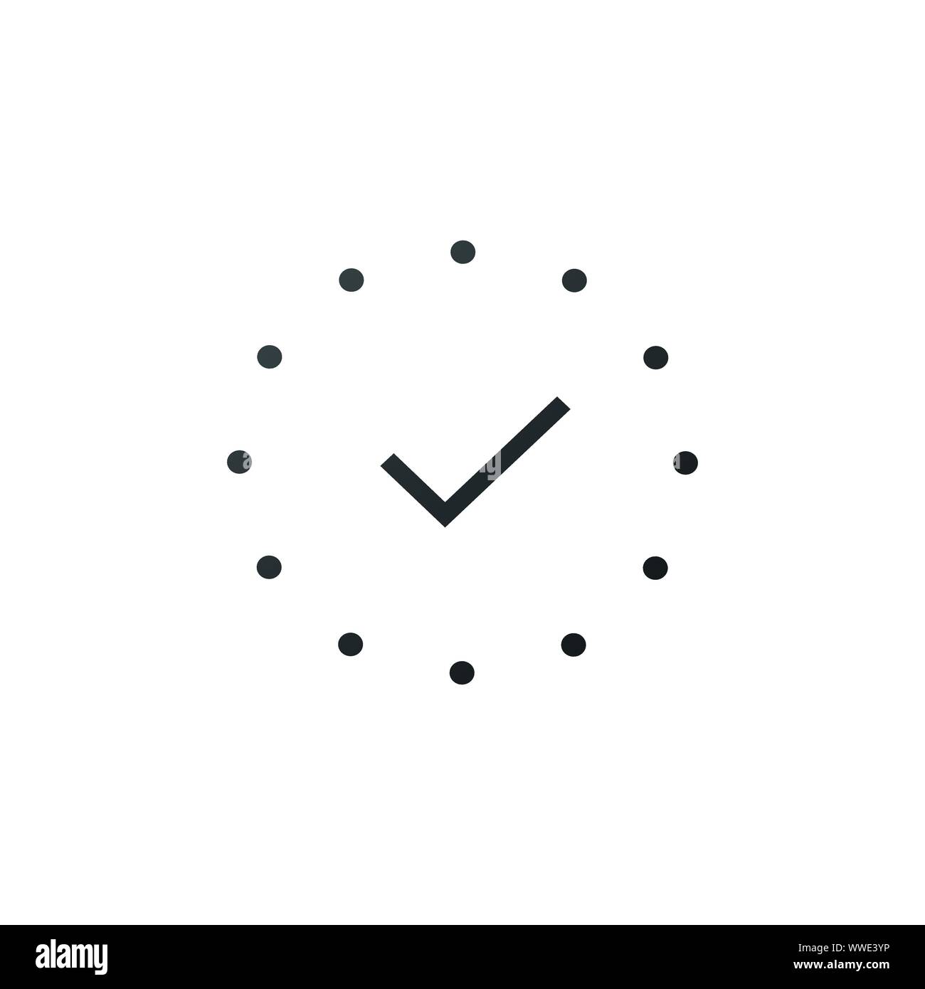 Check mark sign icon in the dotted circle. Yes circle symbol. Confirm ...