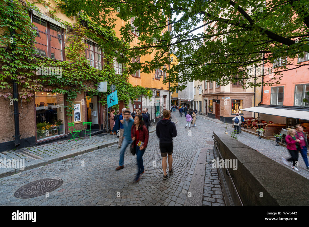 Stockholm, Sweden. September 2019. A view of the characteristic streets ...