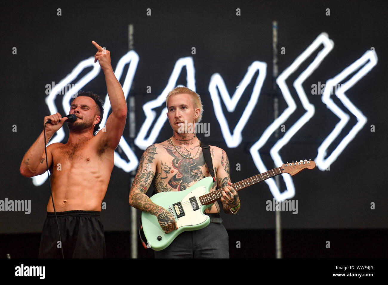 Punk duo Slaves perform during the Peaky Blinders Festival, in ...