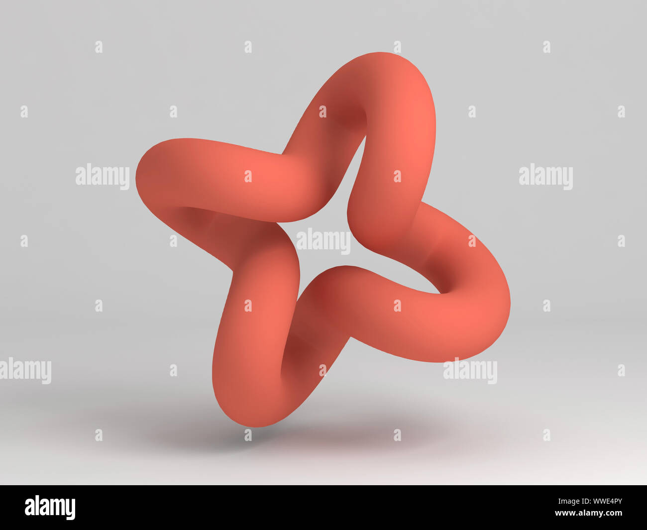 Geometric representation of a torus knot shape. Abstract red object on ...