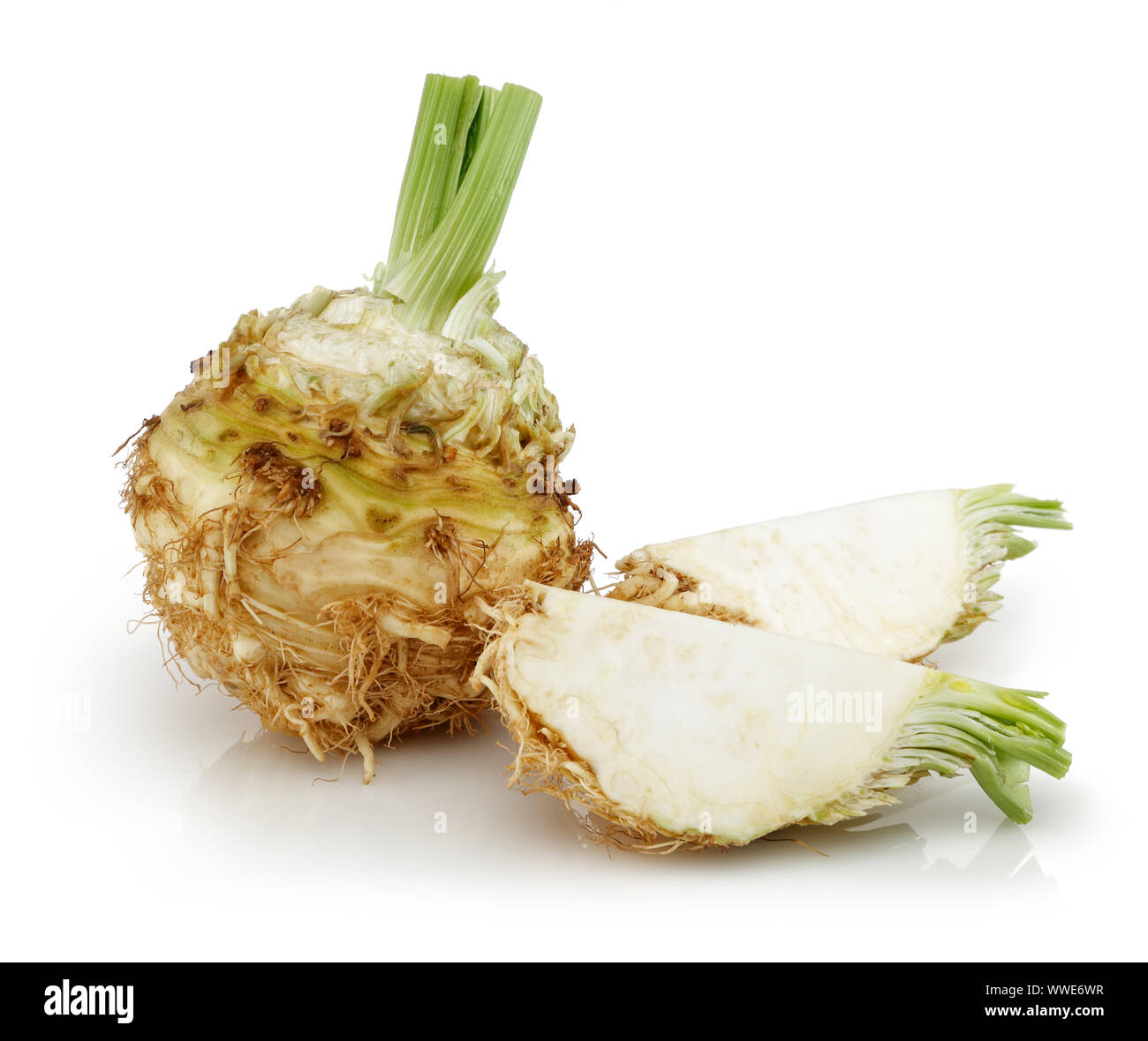 Fresh celeriac root with slice isolated on white background Stock Photo ...