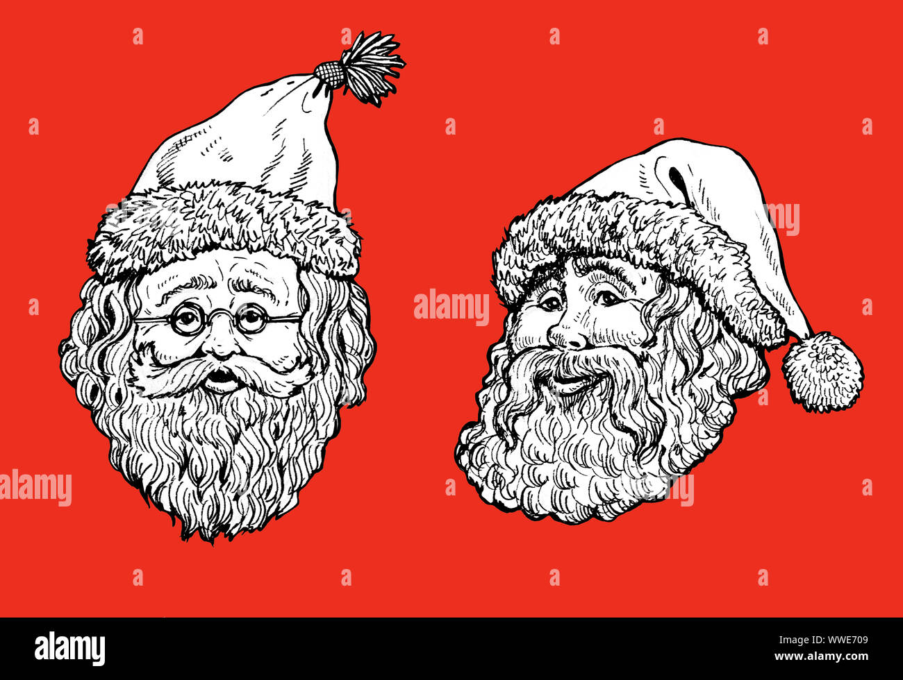 Santa claus face illustration hi-res stock photography and images - Alamy