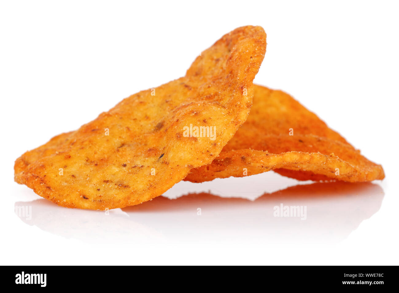 Round corn chips isolated on white background Stock Photo - Alamy
