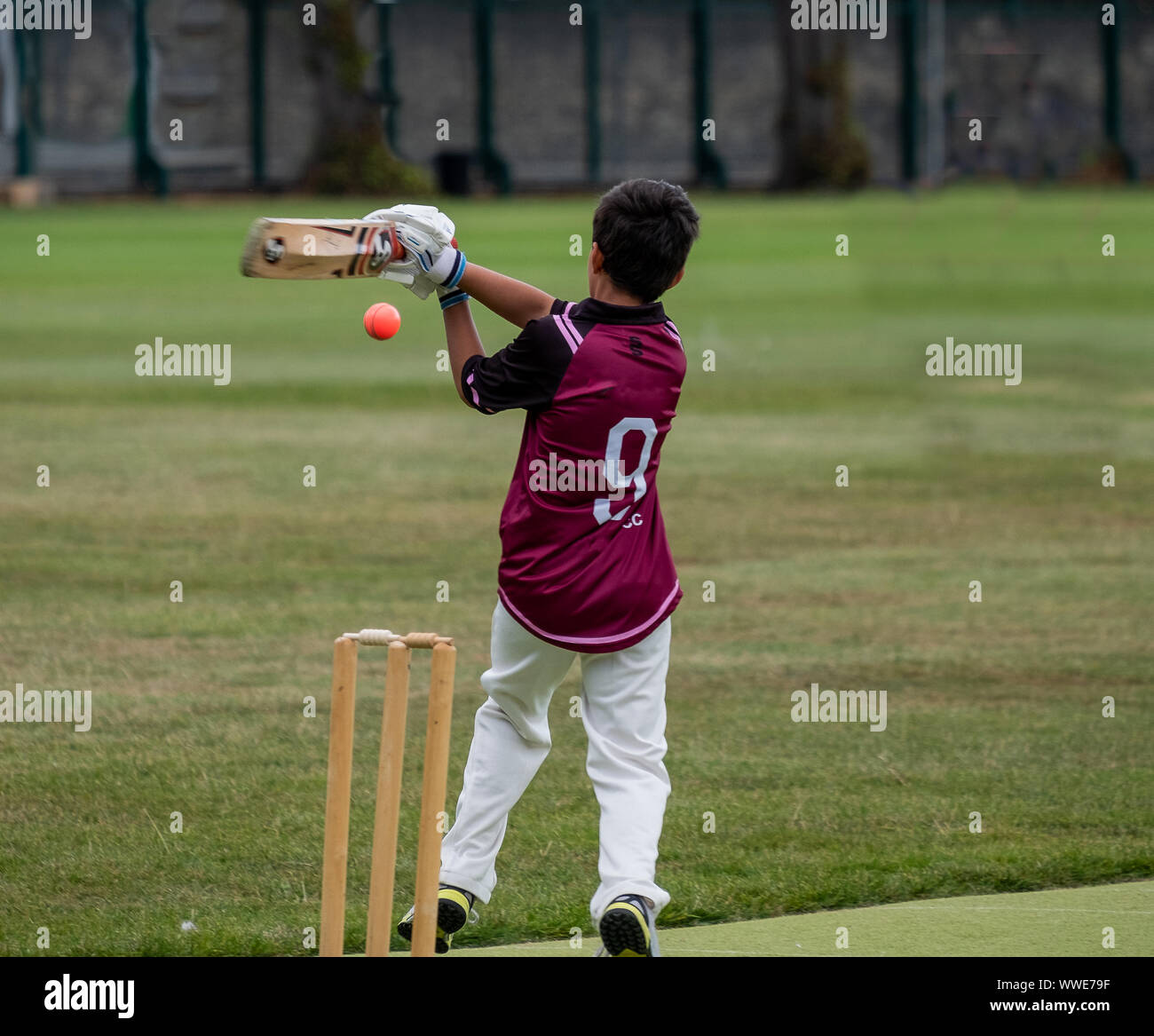 CHild playing cricket Stock Photo - Alamy