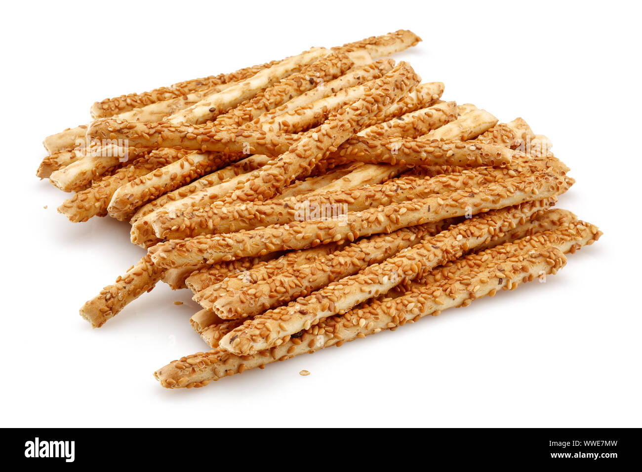 Sesame stick crackers isolated on white background Stock Photo - Alamy