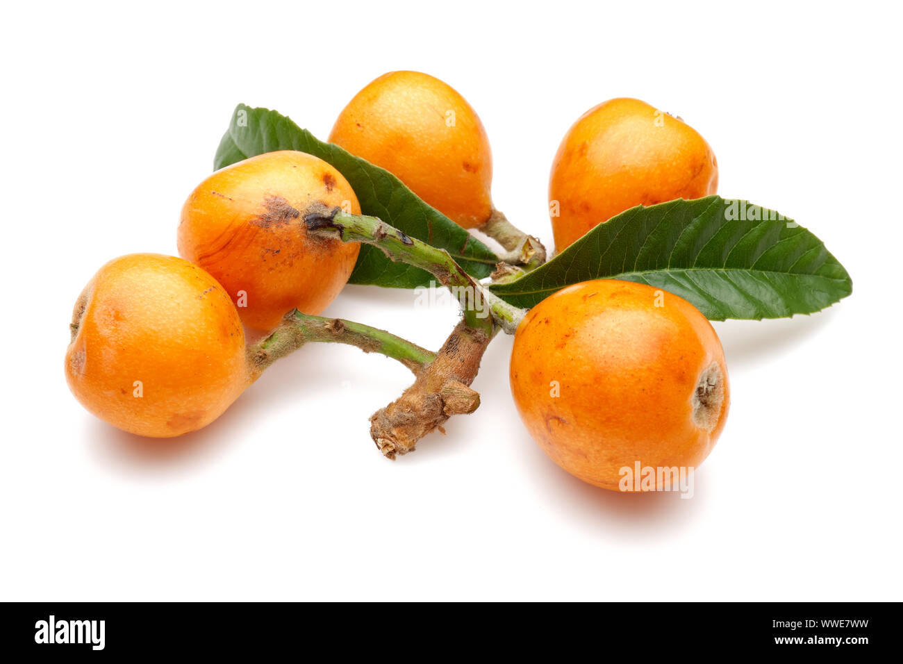 Group of ripe loquat fruits isolated on white background Stock Photo ...