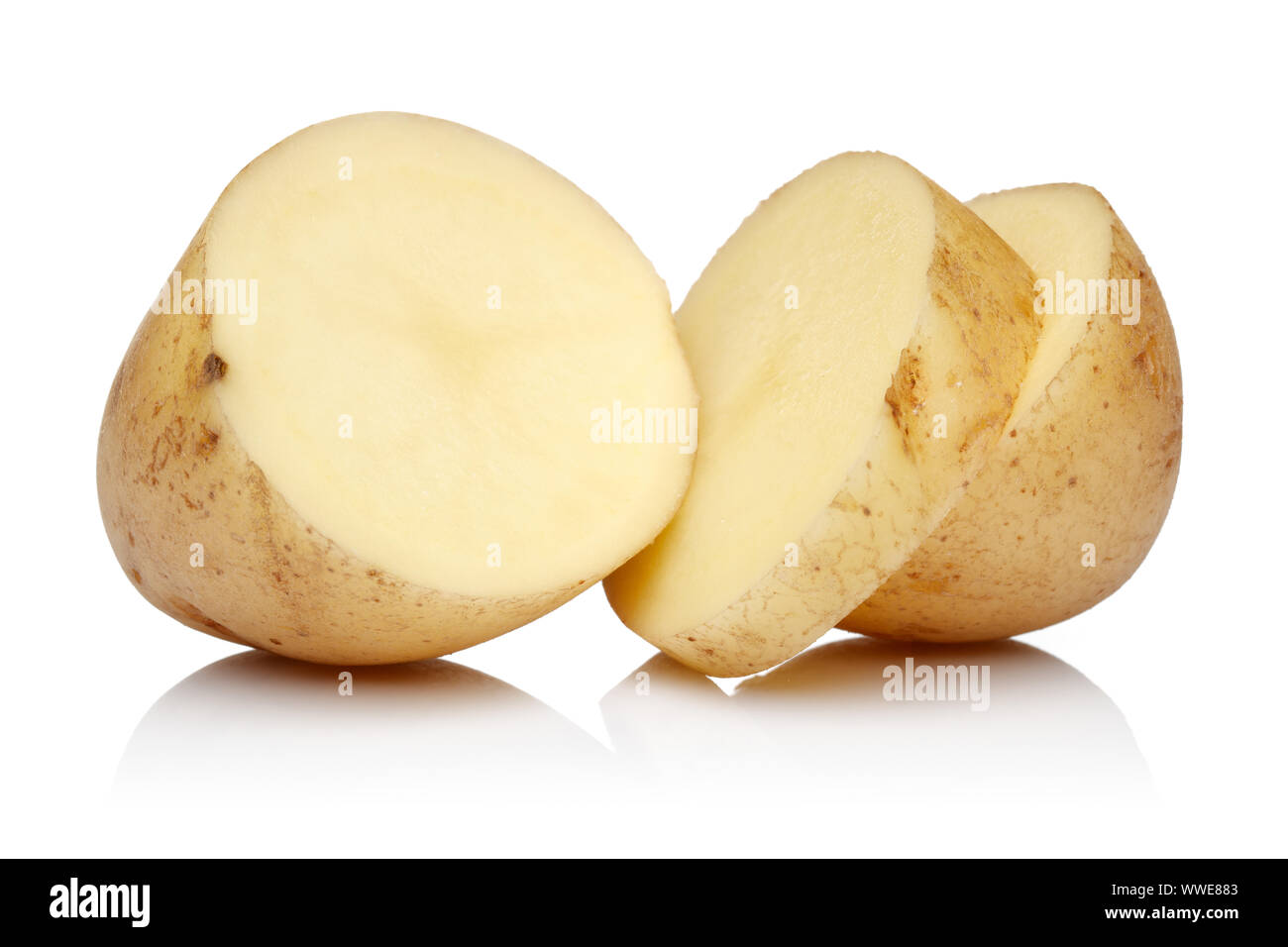 Fresh potato slices isolated on white background Stock Photo - Alamy
