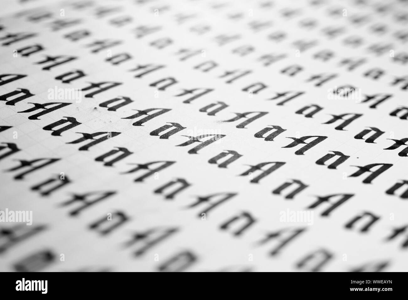 Handwriting black and white symbol filling pattern. Calligraphic letter ...