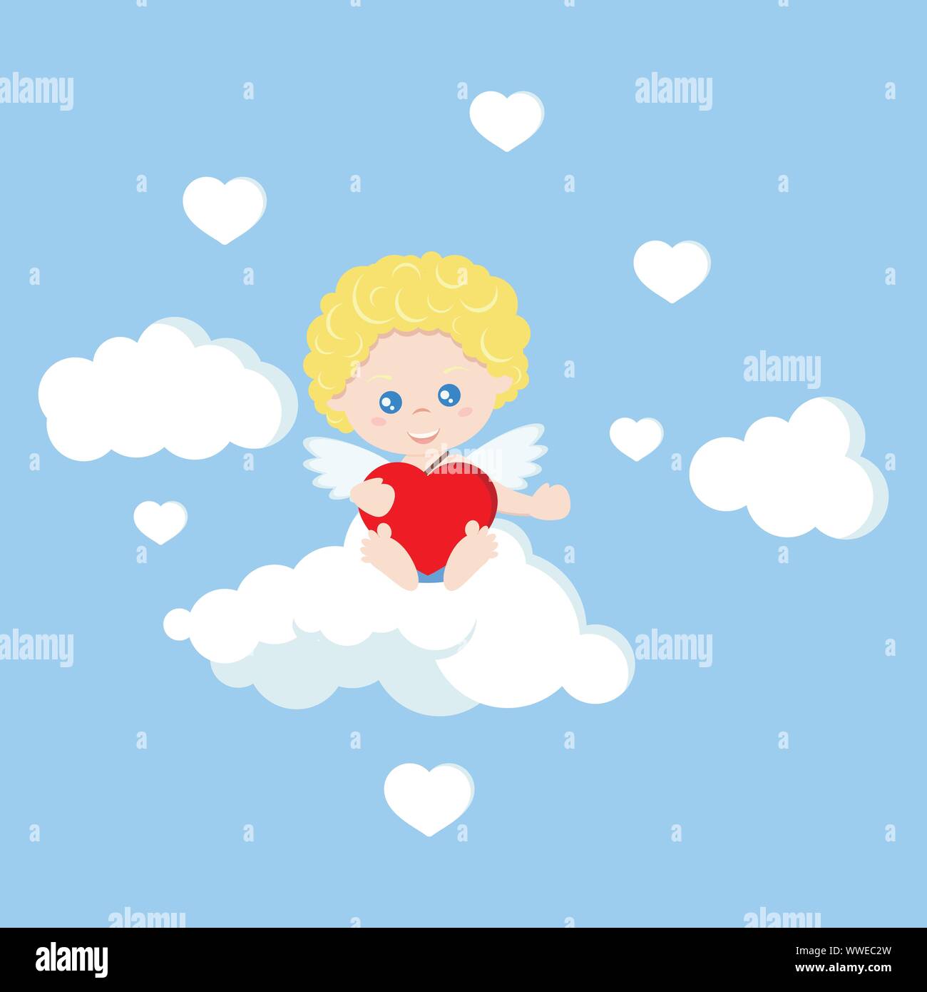 Vector isolated cute cupid in flat cartoon style Stock Vector Image ...