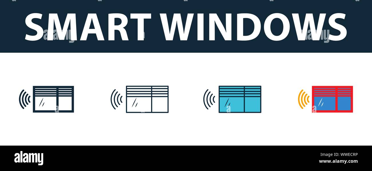 Smart Windows icon set. Four simple symbols in diferent styles from ...