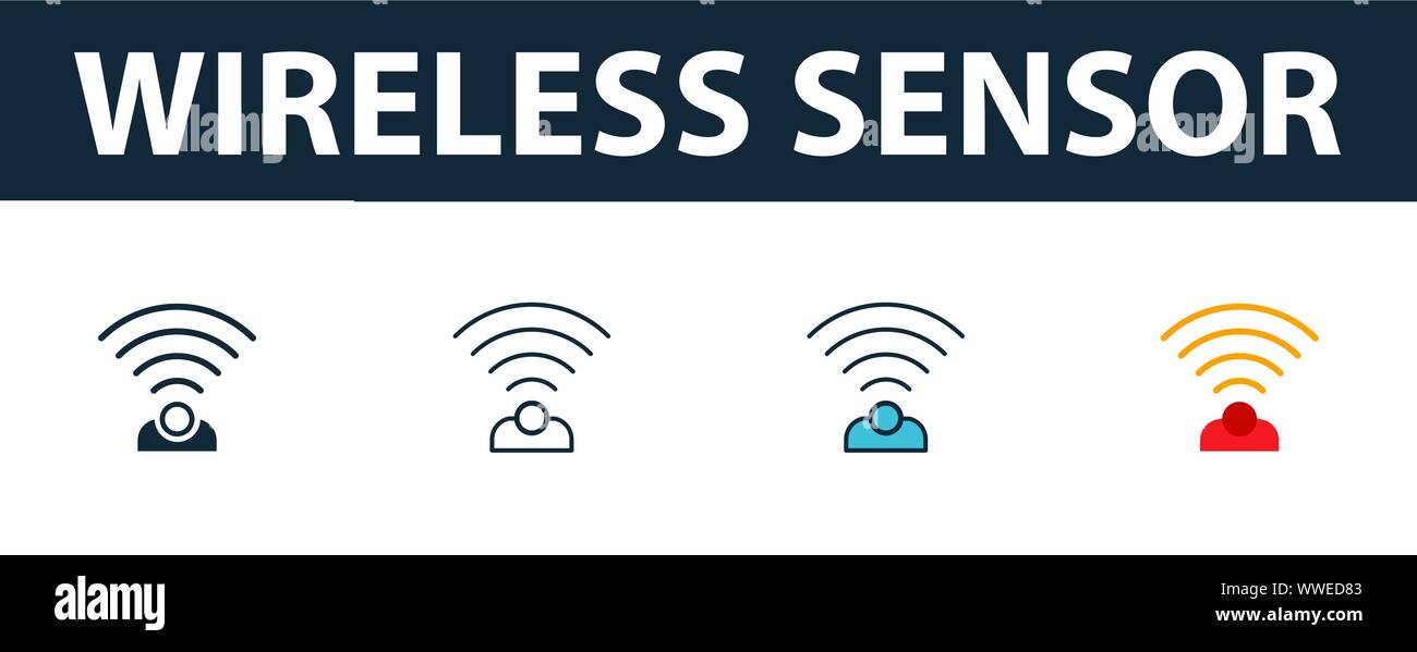 Wireless Sensor icon set. Four simple symbols in diferent styles from ...
