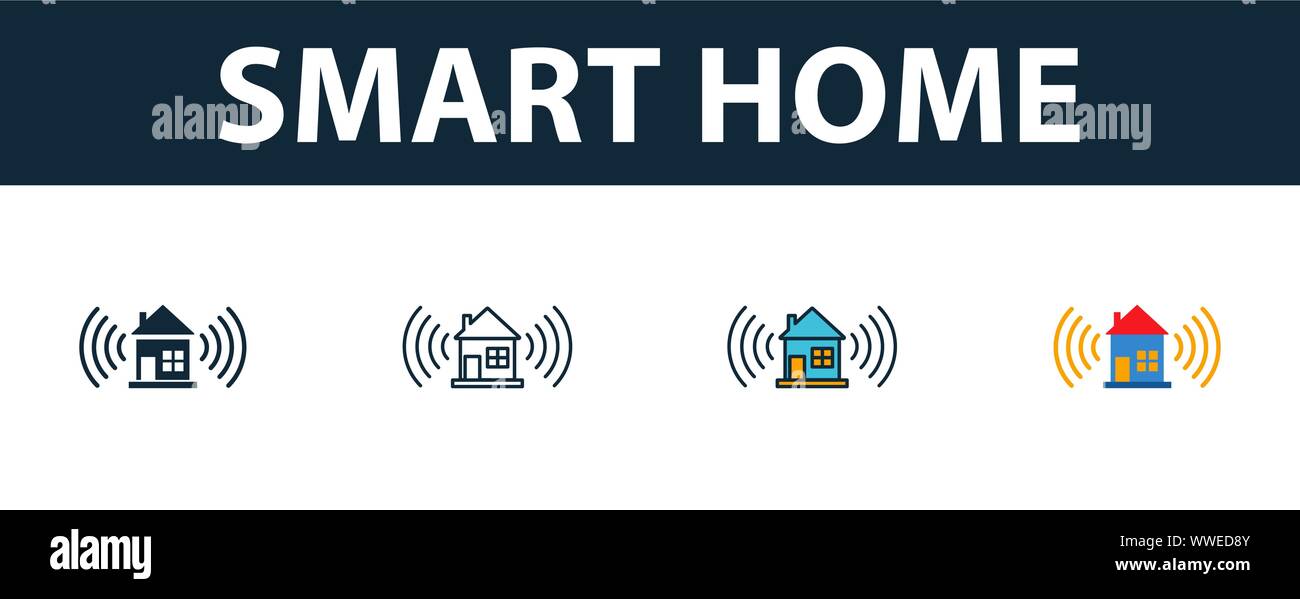 Smart Home icon set. Four simple symbols in diferent styles from smart ...