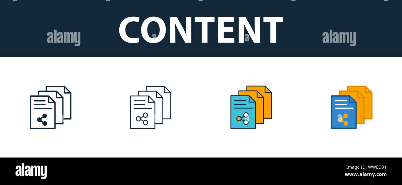 Content icon set. Four simple symbols in diferent styles from smm icons ...
