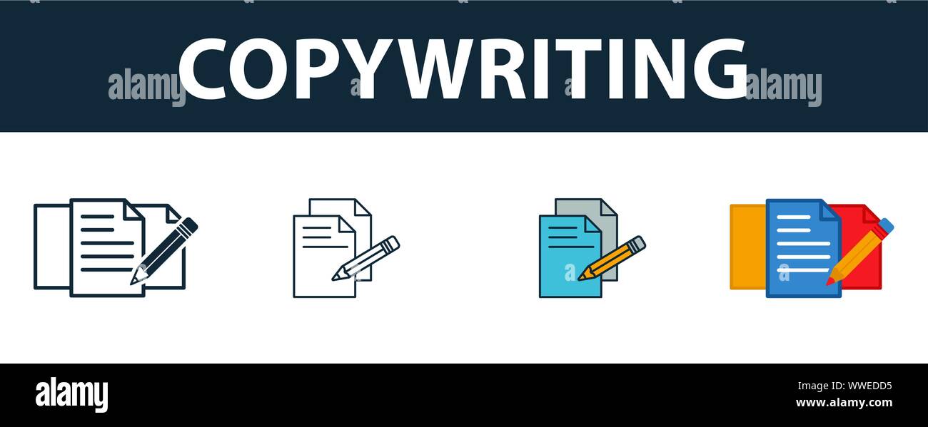 Copywriting icon set. Four simple symbols in diferent styles from smm ...