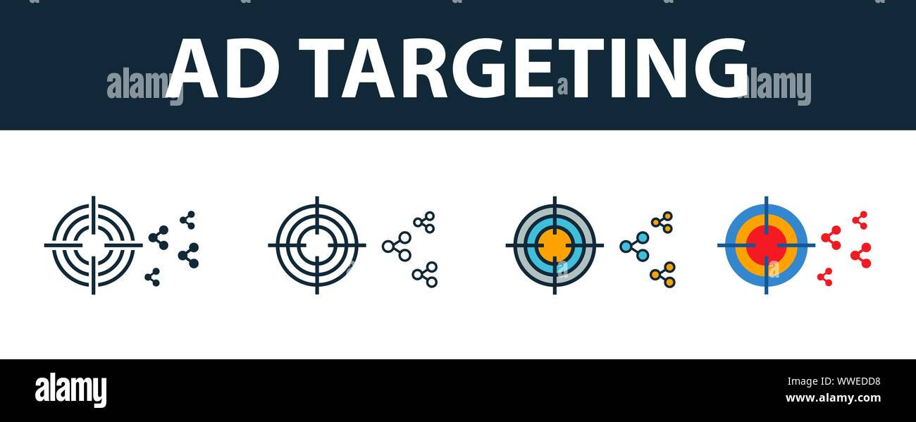 Ad Targeting icon set. Four simple symbols in diferent styles from smm ...