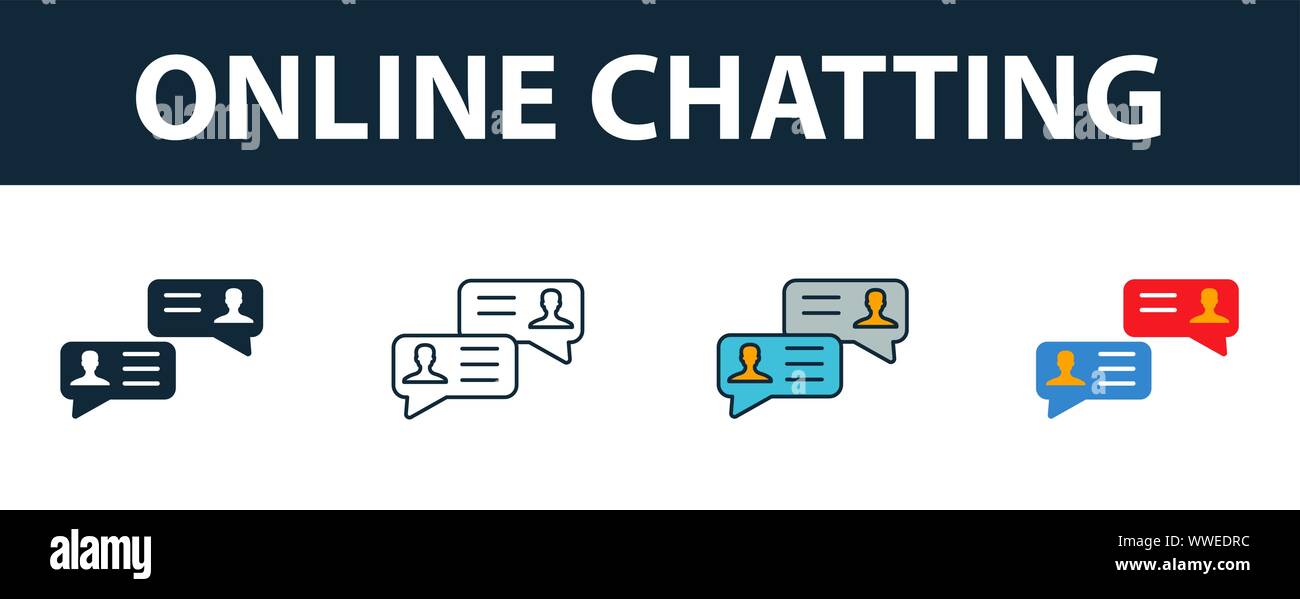 Online Chatting icon set. Four simple symbols in diferent styles from ...