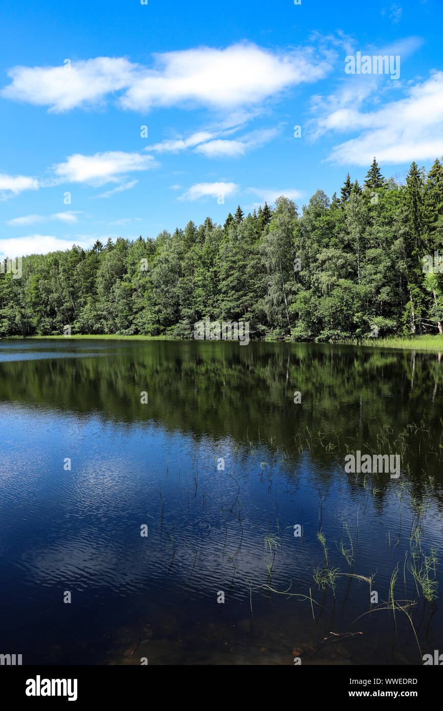 Lake Pentalanjärvi in the middle of Pentala Island in Espoonlahti Bay ...