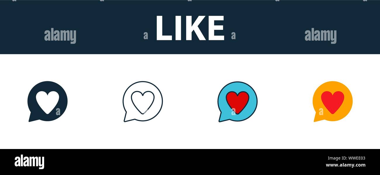 Like icon set. Four simple symbols in diferent styles from smm icons ...