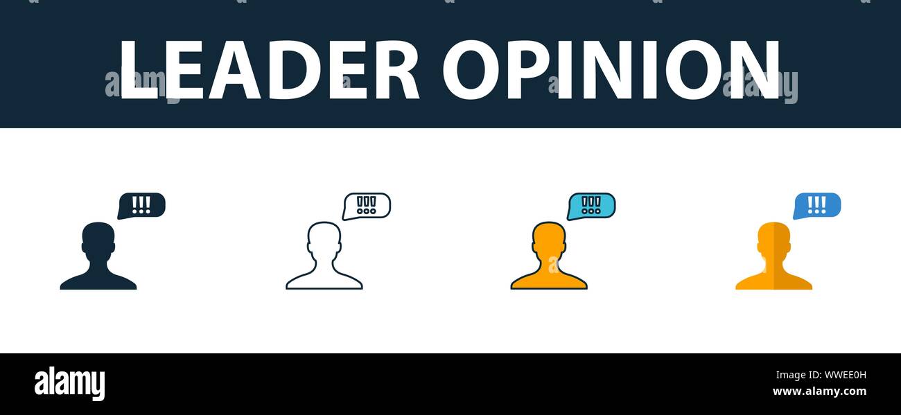 Leader Opinion icon set. Four simple symbols in diferent styles from ...