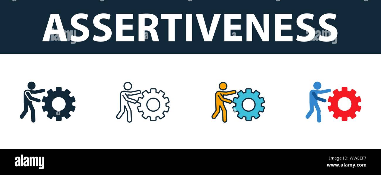 Assertiveness icon set. Four simple symbols in diferent styles from ...