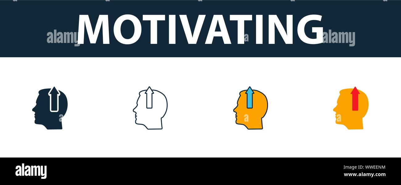 Motivating icon set. Four simple symbols in diferent styles from soft ...