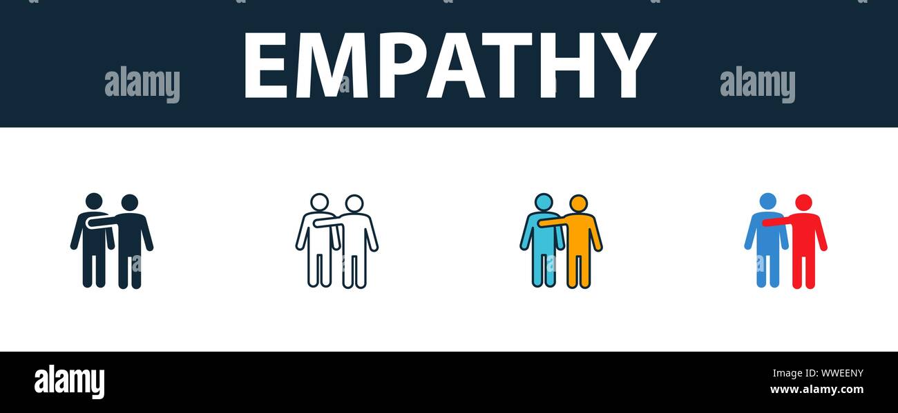 Empathy icon set. Four simple symbols in diferent styles from soft ...