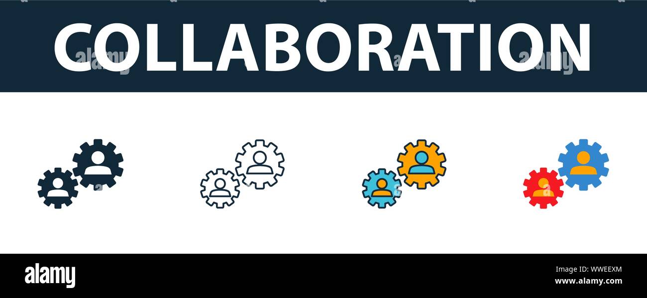 Collaboration icon set. Four simple symbols in diferent styles from ...