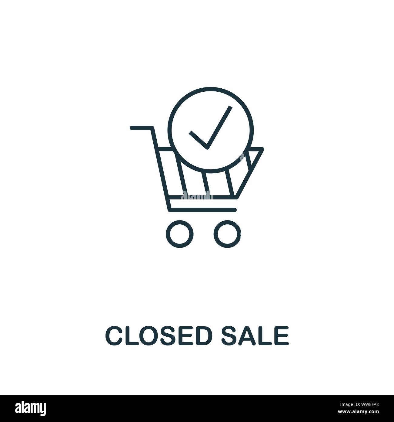 Closed Sale outline icon. Thin line concept element from crm icons ...