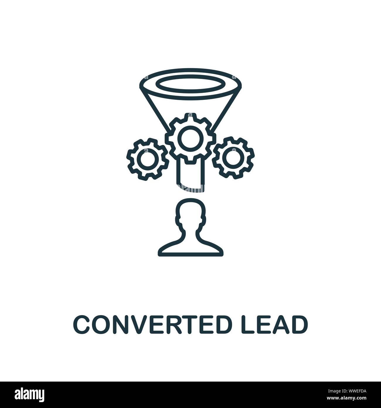 Converted Lead outline icon. Thin line concept element from crm icons ... Converted Lead outline icon. Thin line concept element from crm icons ...