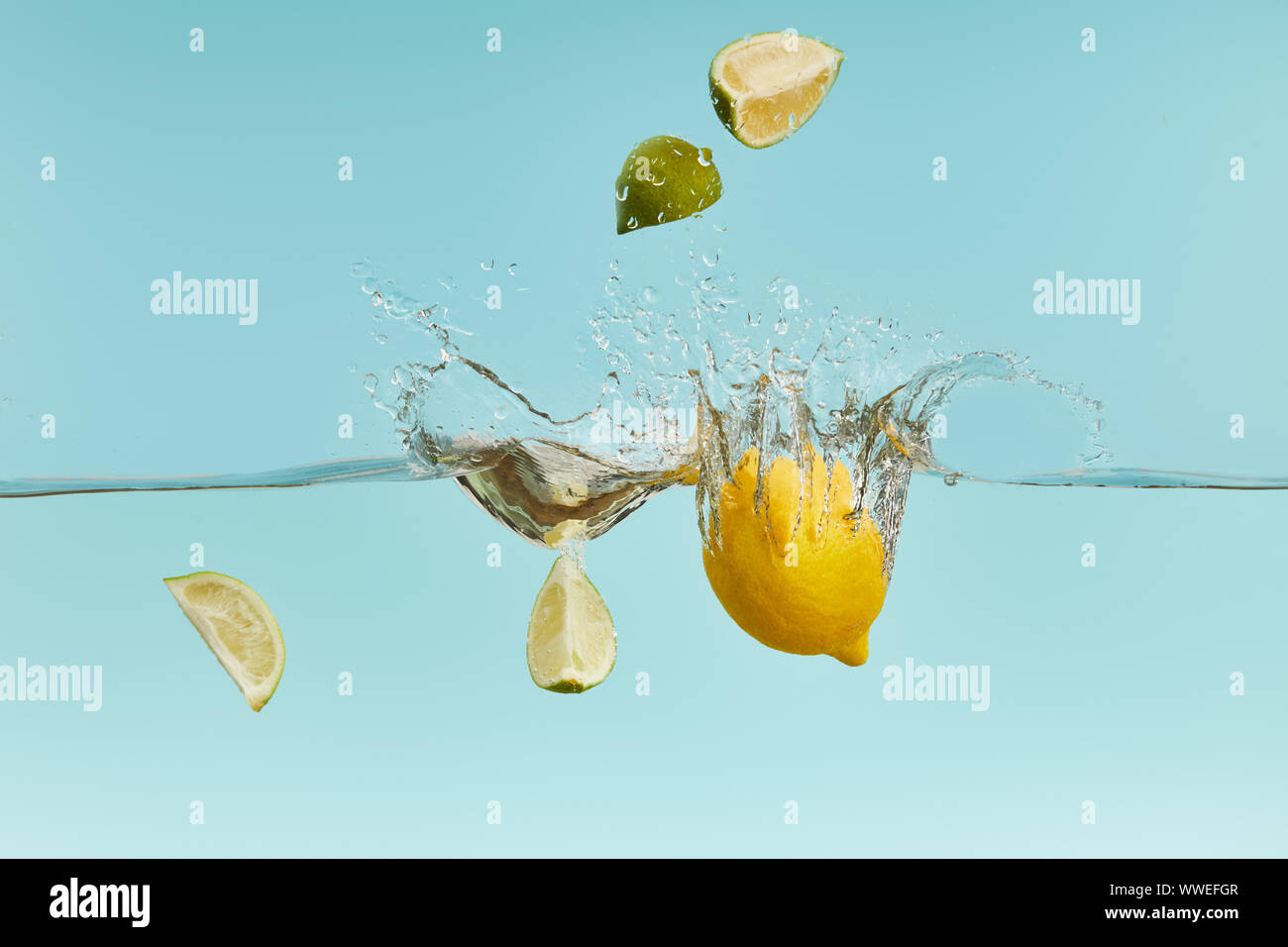 Yellow lemon falling deep hi-res stock photography and images - Alamy