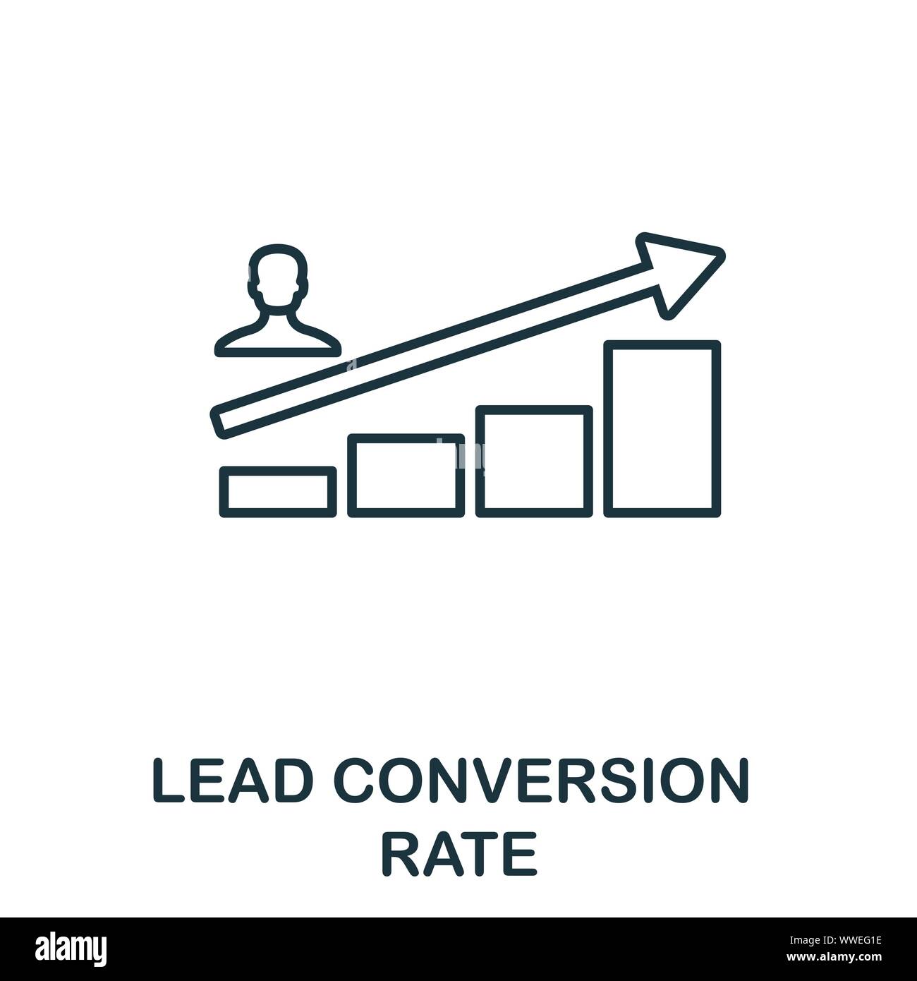 Lead Conversion Rate outline icon. Thin line concept element from crm ...